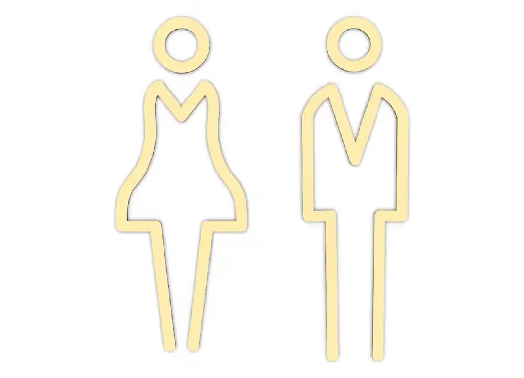 Male Female Bathroom Figures Restroom Door Sign Brass - Etsy