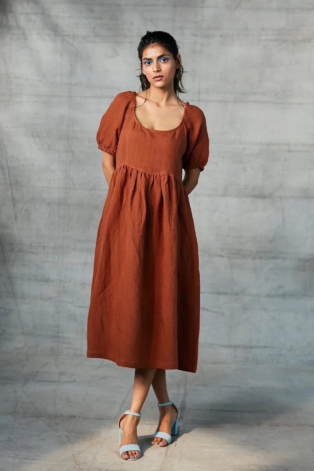 Women Linen Dress Wide Skirt Dress Linen Clothing Summer - Etsy UK