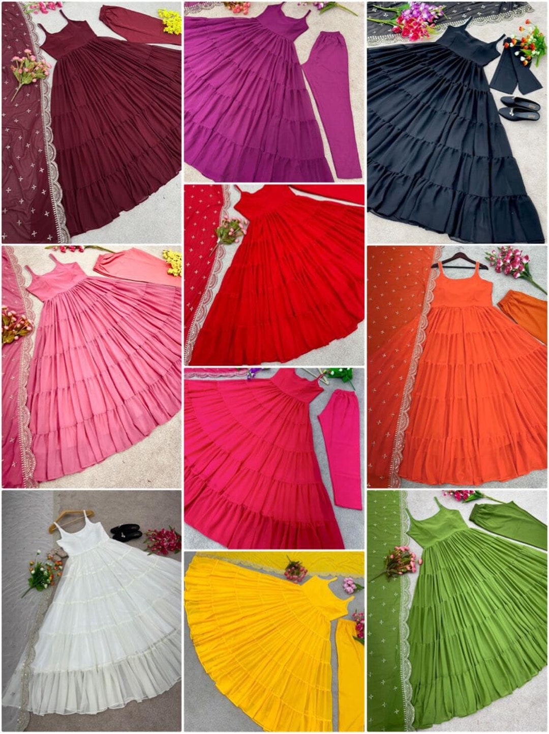 Frill Work Stylish Suit Anarkali Suit Partywear Dress Punjabi Dress ...