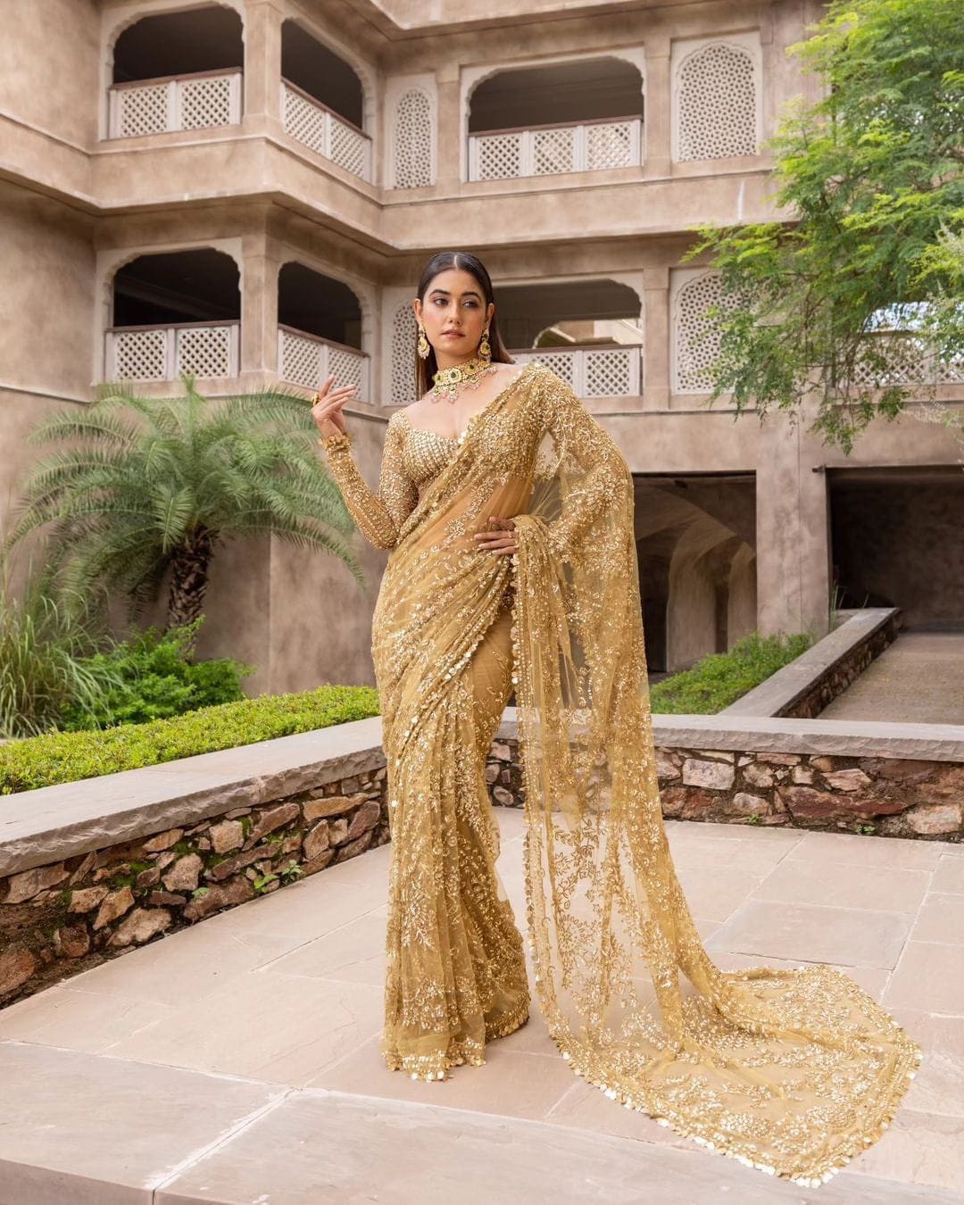 Golden Glamour: Stunning Heavy Gold Sequins Saree Perfect for Special ...