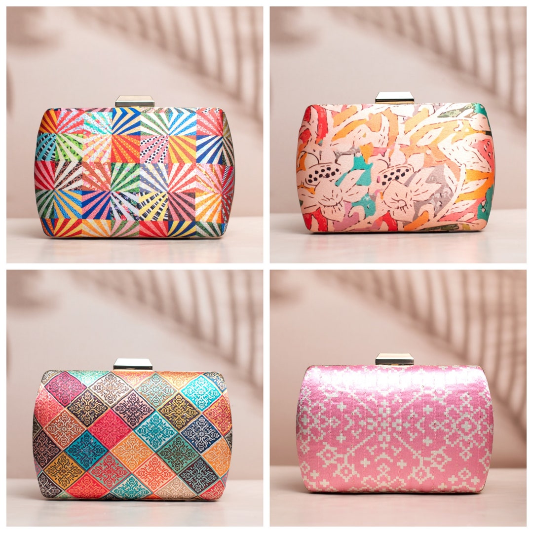 Ethnic Clutch, Wedding, Reception, Hand Clutch With Gold Chain, Party ...