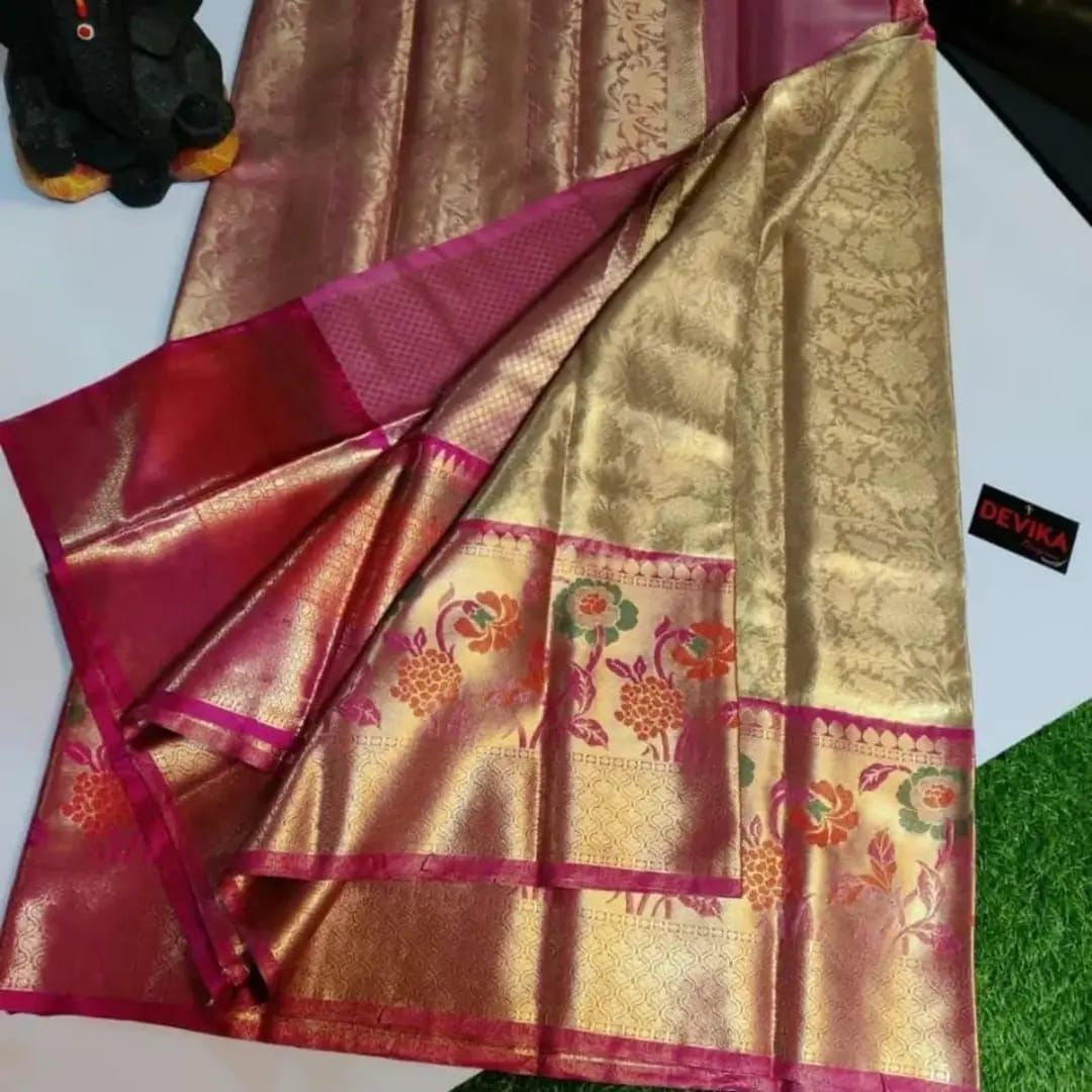 Banarasi Tissue Paithani Border Soft Silk Saree, Perfect Shiny Look ...