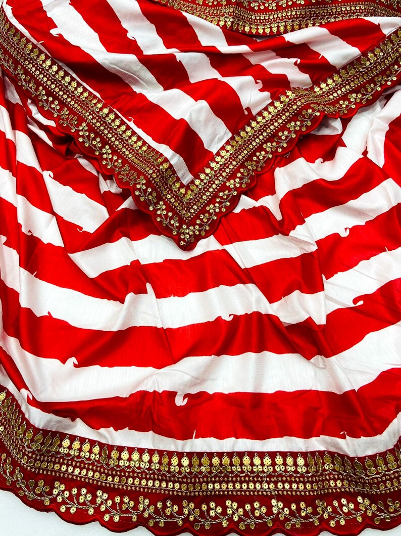 Red Satin Saree Satin Silk Stripe Pattern Red Saree Zari - Etsy