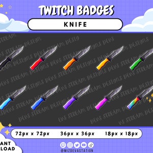 Knife Subscriber & Bit Badges Twitch KICK Horror Sub and Cheer Badges ...