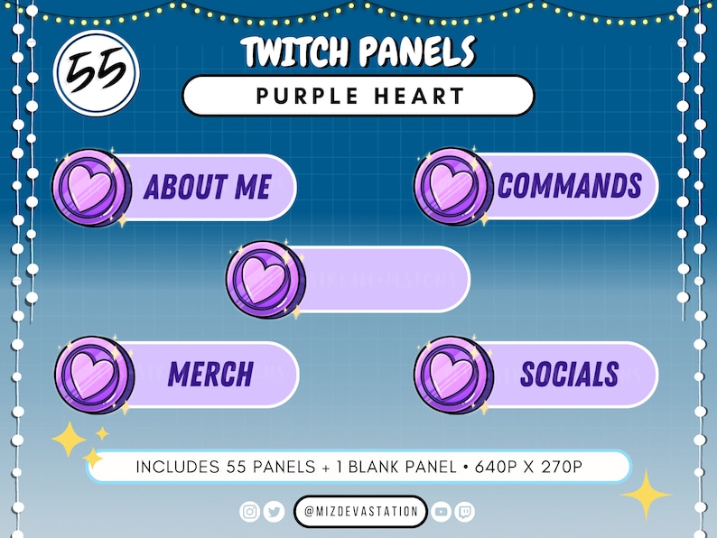Purple Heart Panels Purple Twitch Panels Made for KICK Twitch - Etsy