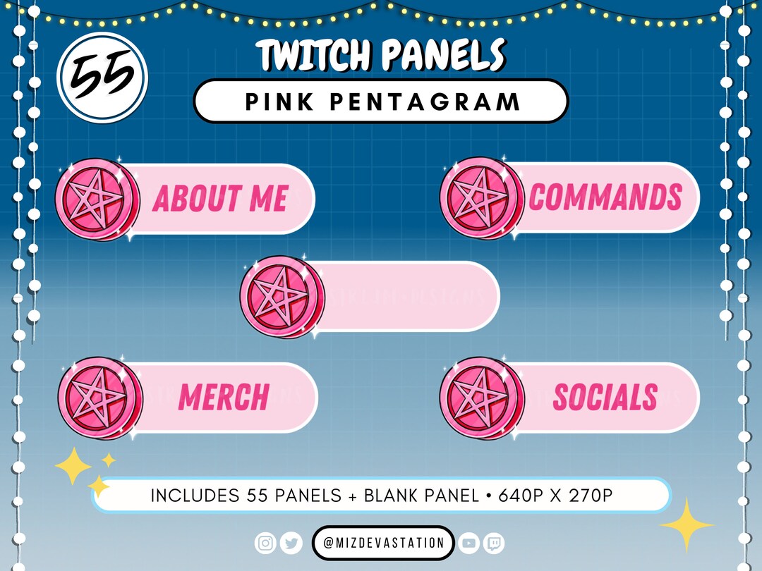 Pink Pentagram Panels | Pink Twitch Panels | Made for KICK + Twitch - Etsy