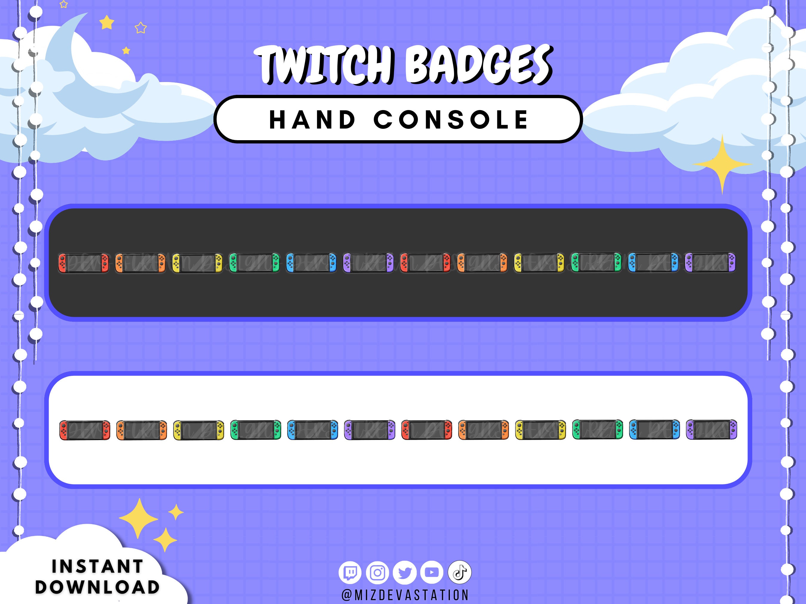 Hand Console Twitch Subscriber & Bit Badges KICK Gaming Badges Sub and ...