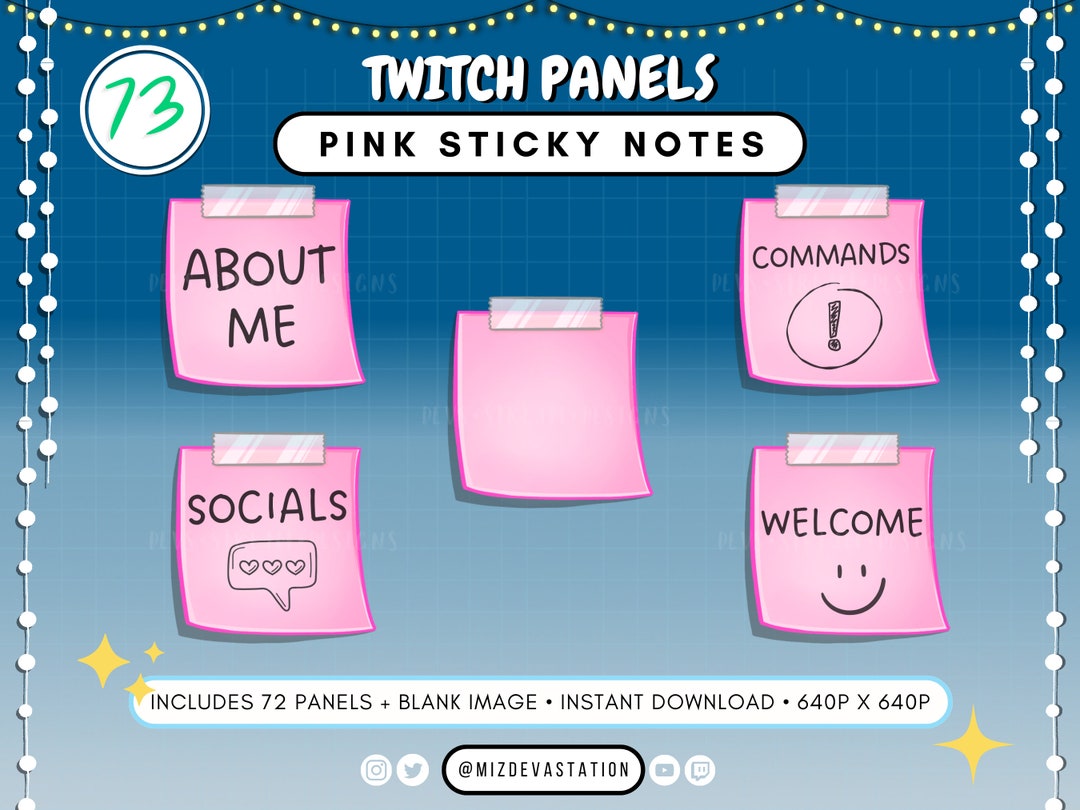 Sticky Note Panels | Pink Post-it Note Twitch Panels | Made for KICK ...