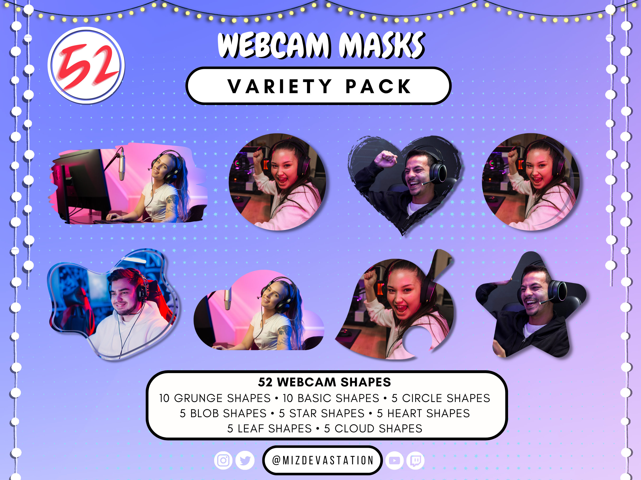 Variety Webcam Mask Bundle | 52 STYLES | Made for Streamers | OBS ...