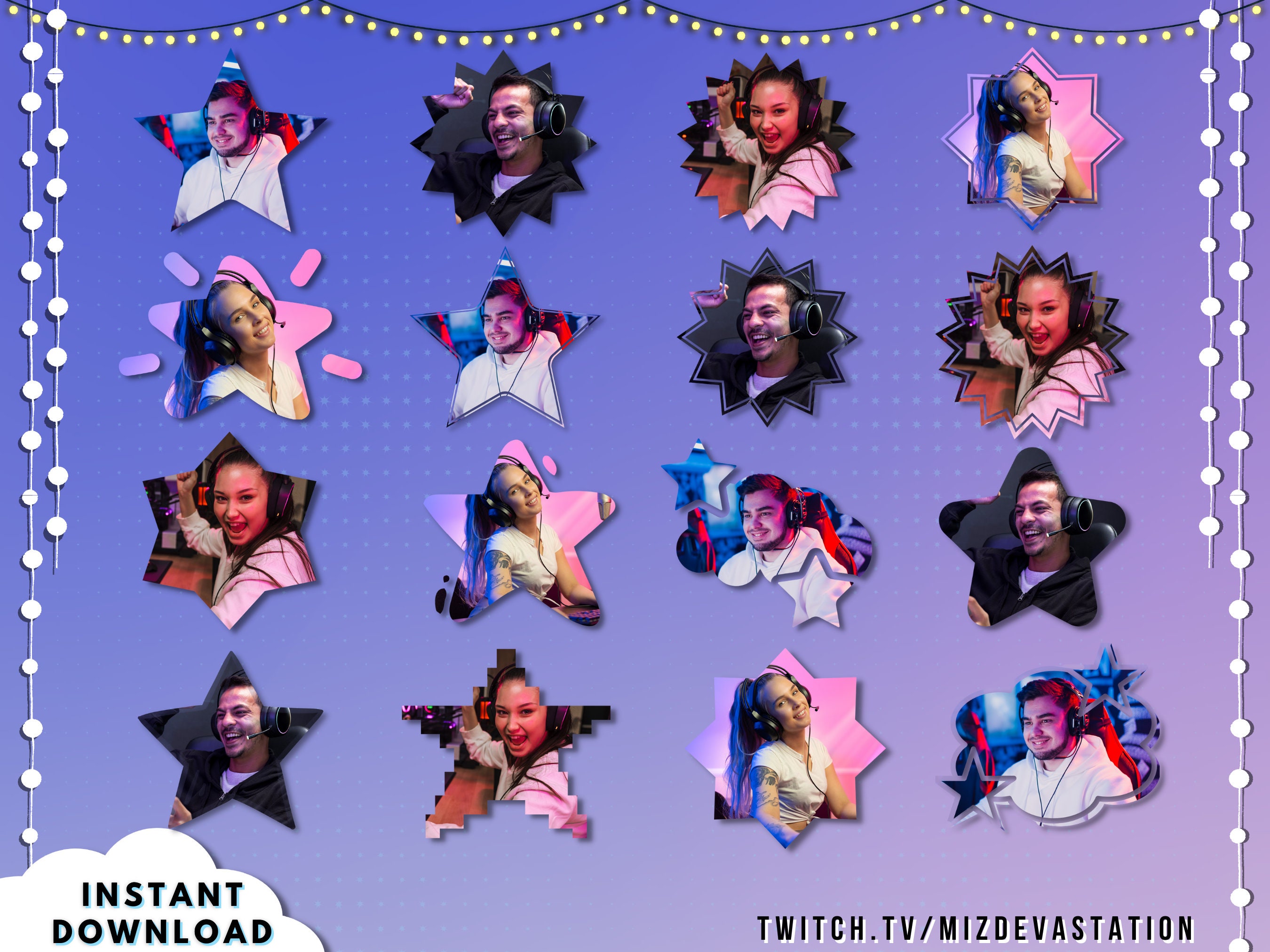 Star Shape Webcam Mask Bundle 21 STYLES Made for Streamers OBS ...