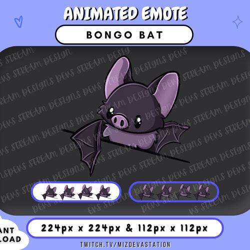 Bat Animated Bongo Emote Kawaii Bat TWITCH Discord Emote - Etsy