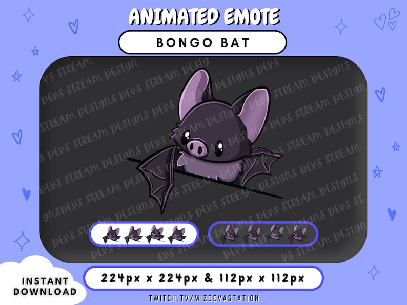 Animated Bongo Bat Emote: Kawaii Twitch/discord (GIF Download) - Etsy