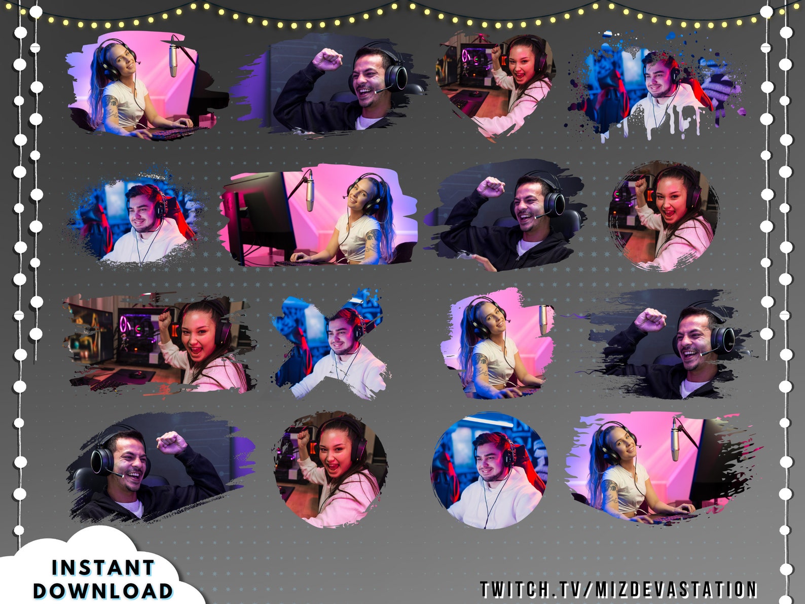 Grunge Shape Webcam Mask Bundle | 20 STYLES | Made for Streamers | OBS ...