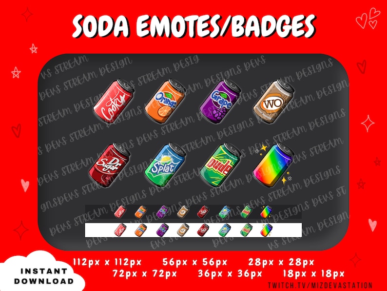 Soda Pop Twitch KICK Emotes & Badges Channel Points - Etsy
