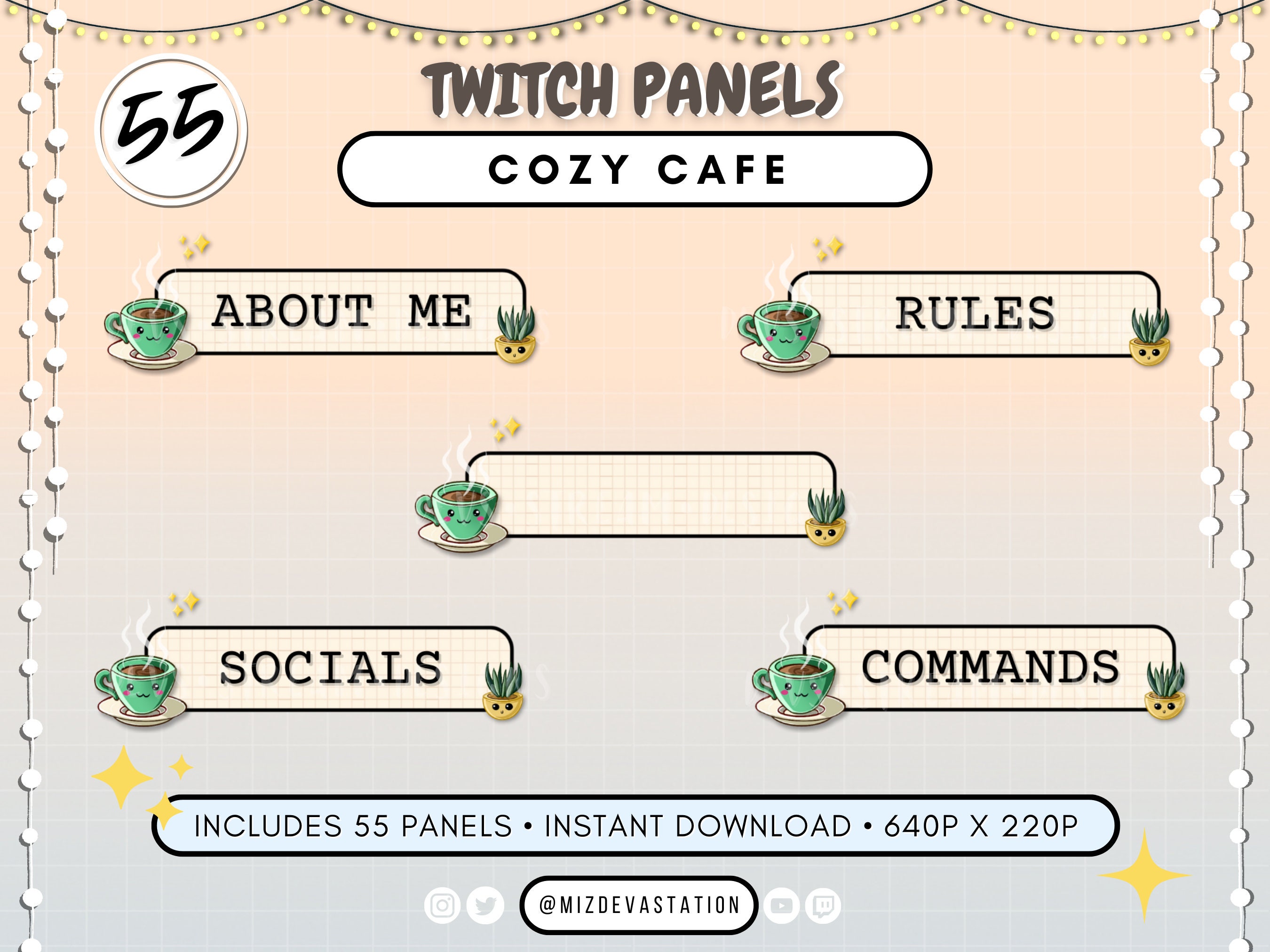 Cozy Cafe Panels Coffee Twitch Panels Made for KICK - Etsy