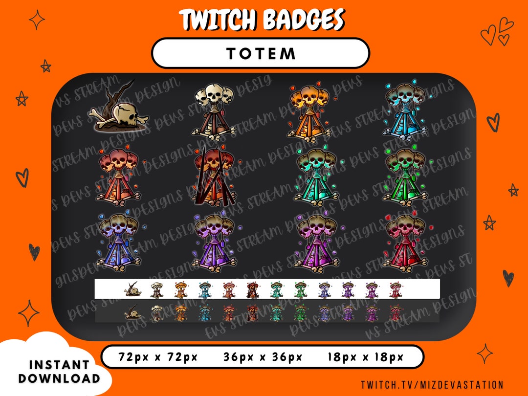DBD Totem Twitch Subscriber & Bit Badges Sub and Cheer KICK Badges 12 ...