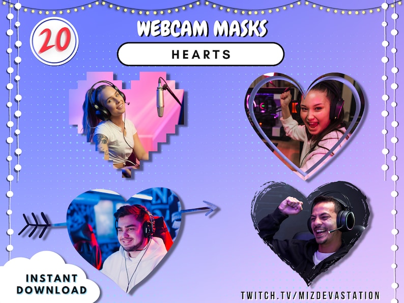 Heart Webcam Mask Bundle: 20 Styles for Streamers (digital Download) - Etsy