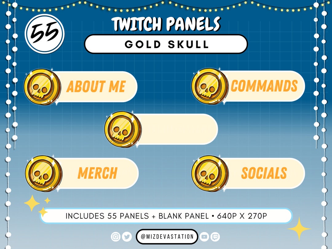 Skull Panels | Gold Twitch Panels | Made for KICK + Twitch - Etsy