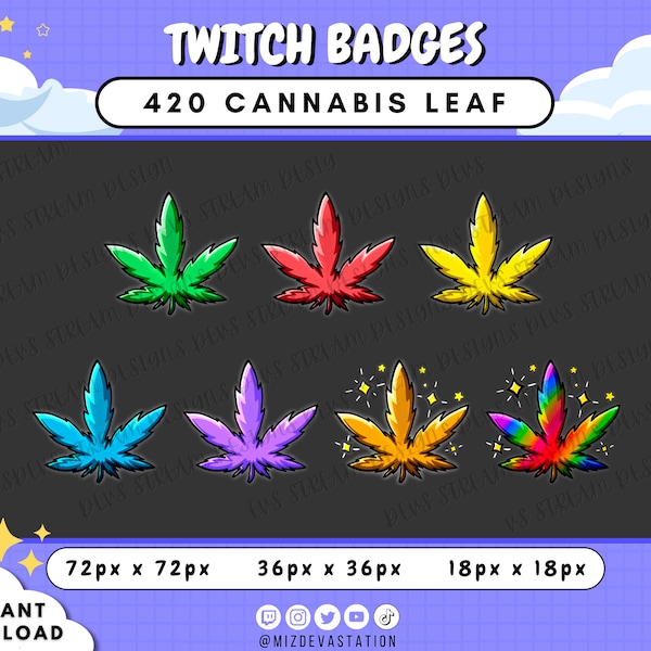Weed Leaf Sub Badges Twitch - Etsy