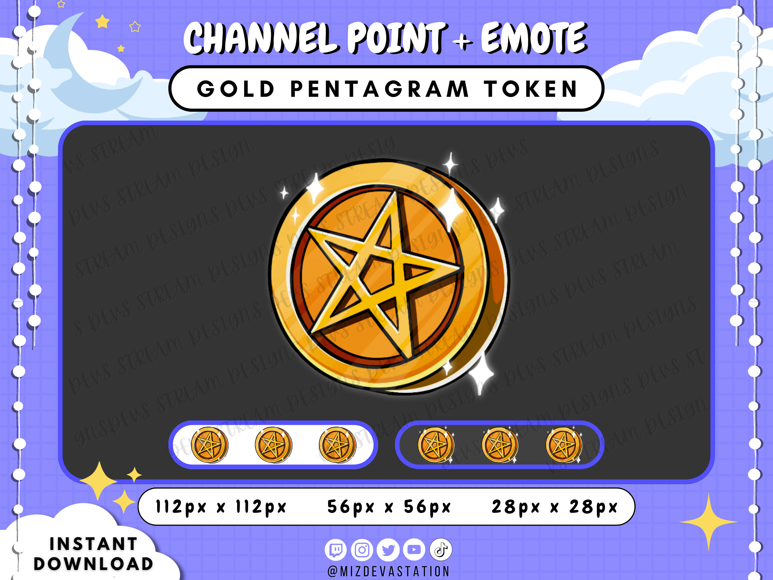 Gold Pentagram Token Channel Point | Coin Emote | KICK | Twitch ...