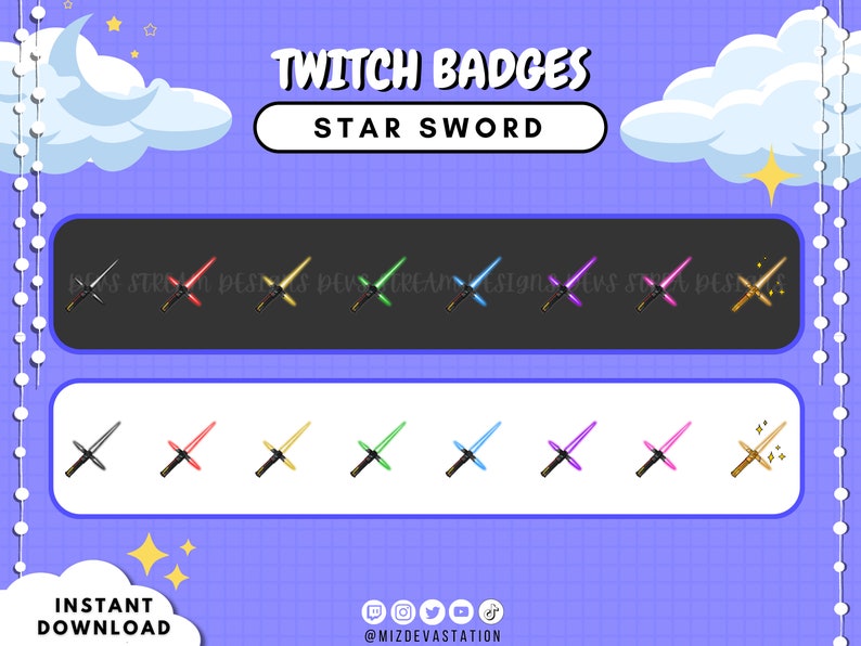 Star Sword Twitch KICK Subscriber & Bit Badges Sub and - Etsy