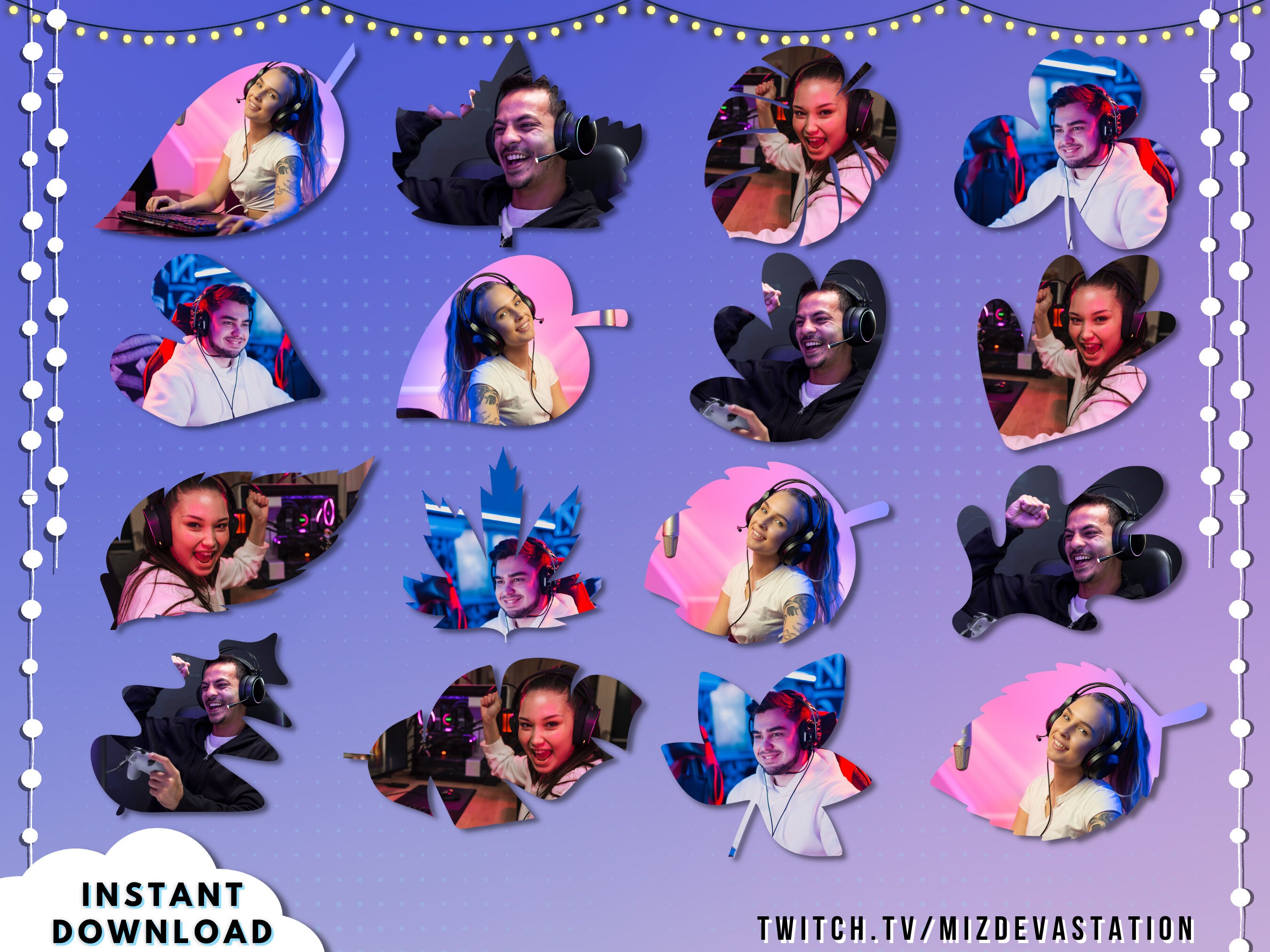 Leafy Shape Webcam Mask Bundle 20 STYLES Made for Streamers OBS ...