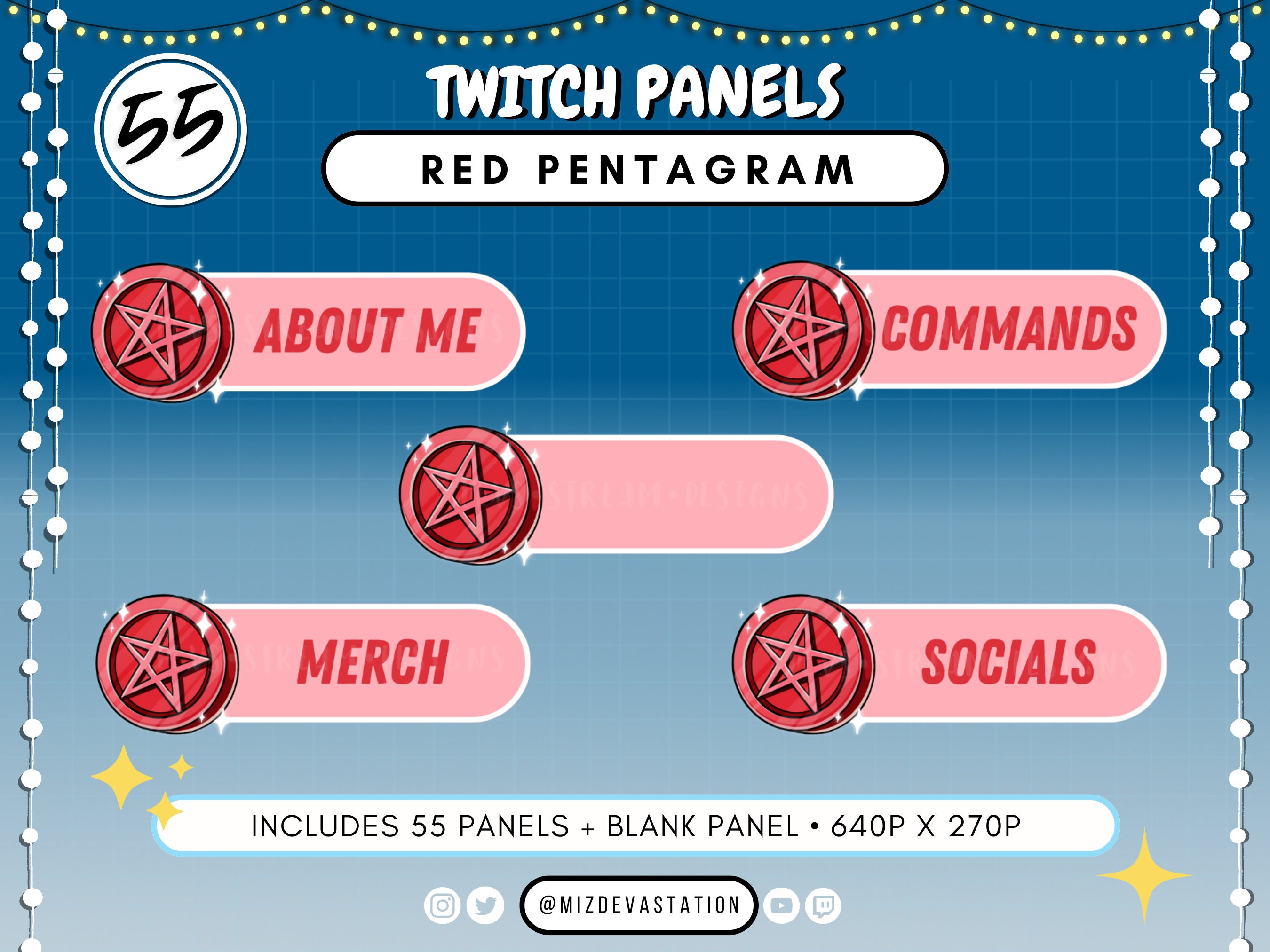 Red Pentagram Panels | Red Twitch Panels | Made for KICK + Twitch - Etsy