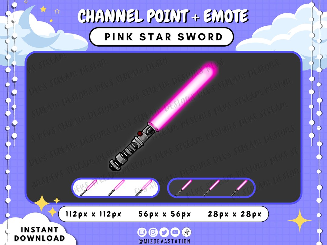 Pink Star Sword Channel Point Laser Sword Emote for Twitch KICK Youtube ...