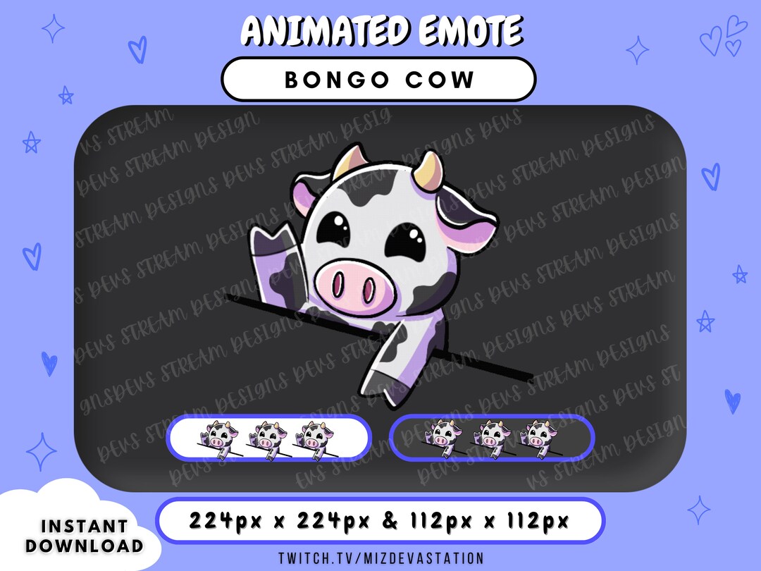 Kawaii Cow Bongo Animated Emote: Twitch, KICK, Discord (GIF .zip) - Etsy
