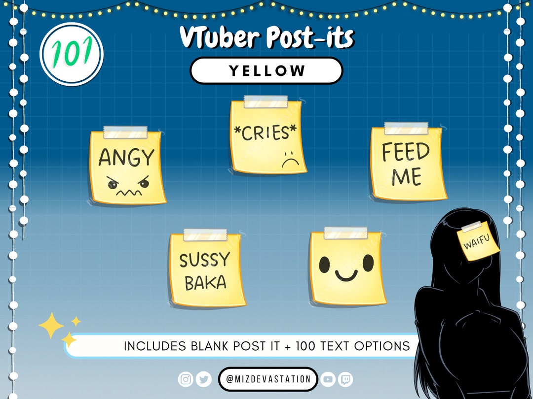 Yellow V-tuber Sticky Note | V-streamer Post-it | KICK | Twitch ...