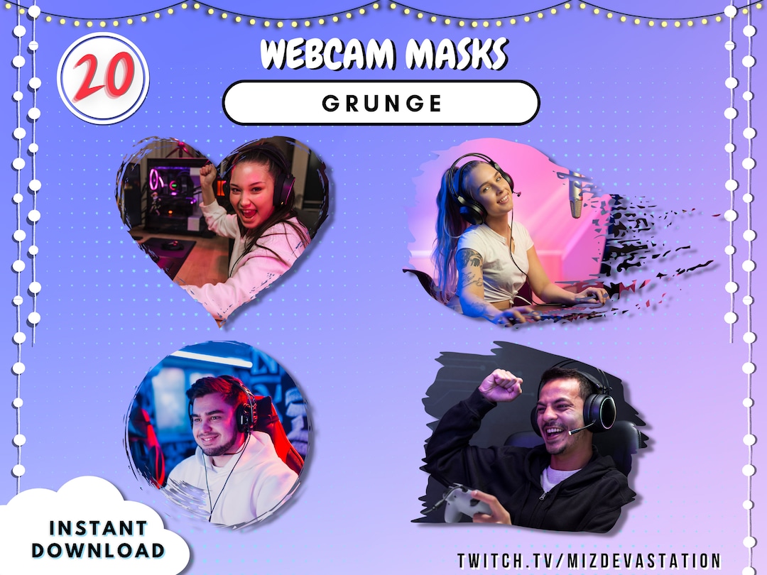 Grunge Shape Webcam Mask Bundle | 20 STYLES | Made for Streamers | OBS ...