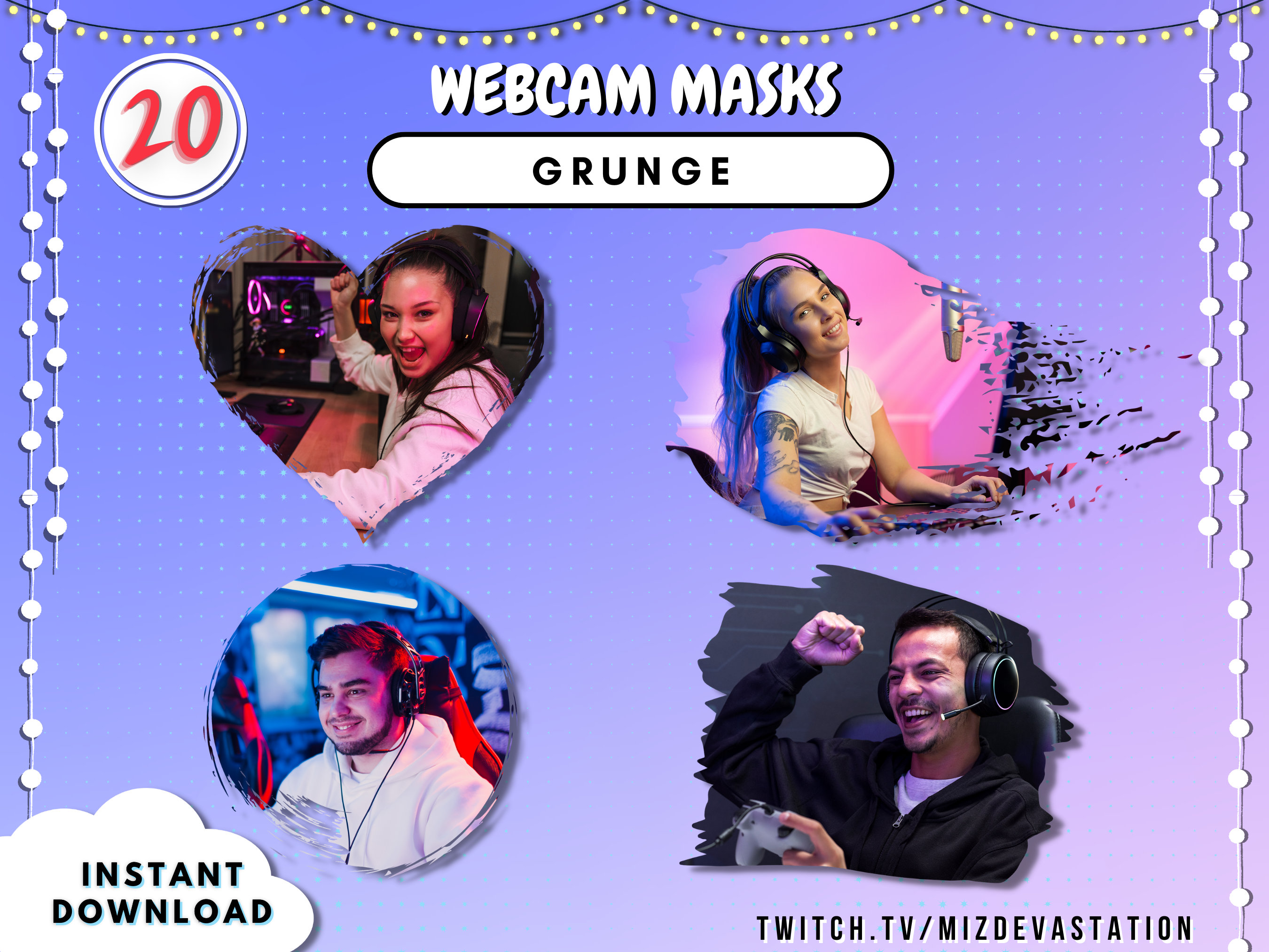 Grunge Shape Webcam Mask Bundle | 20 STYLES | Made for Streamers | OBS ...