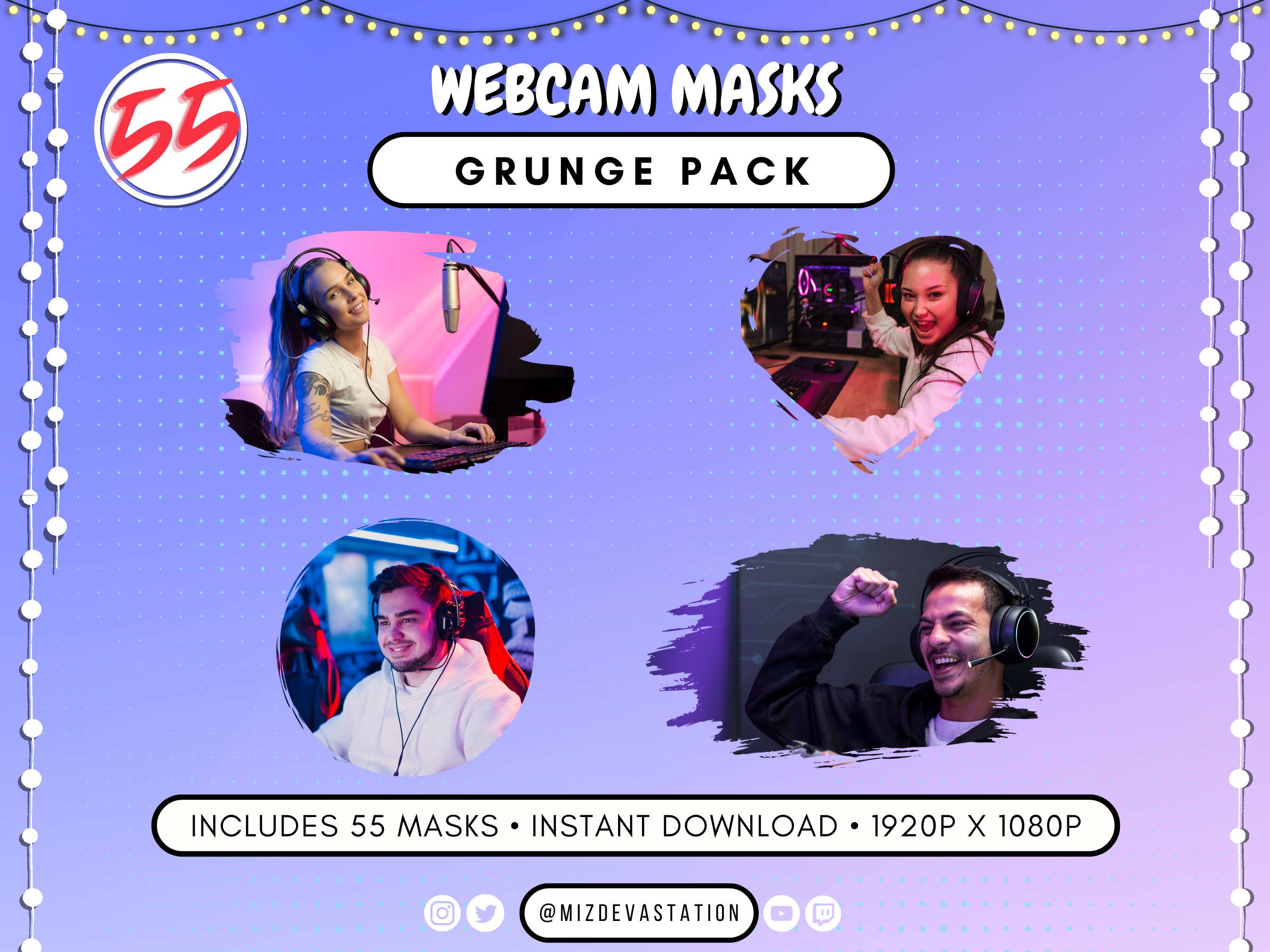 Grunge Shape Webcam Mask Big Bundle | 55 STYLES | Made for Streamers ...
