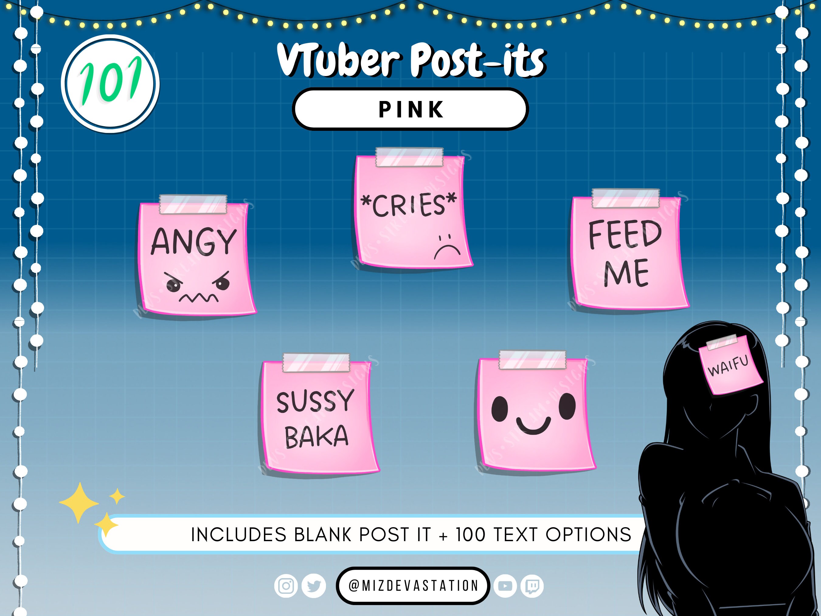 Pink V-tuber Sticky Note V-streamer Post-it KICK Twitch Discord - Etsy