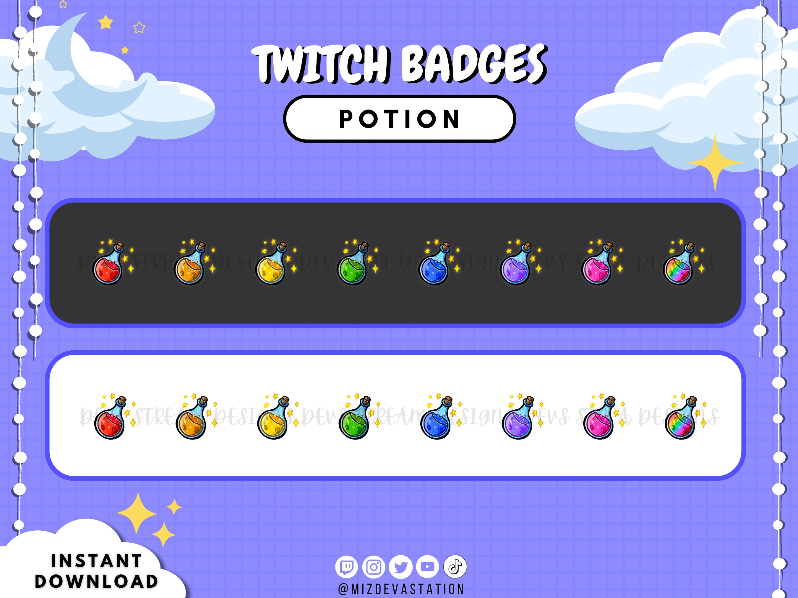 Mystical Potion Badges | DND Sub and Cheer Badges | KICK + Twitch | 8 ...