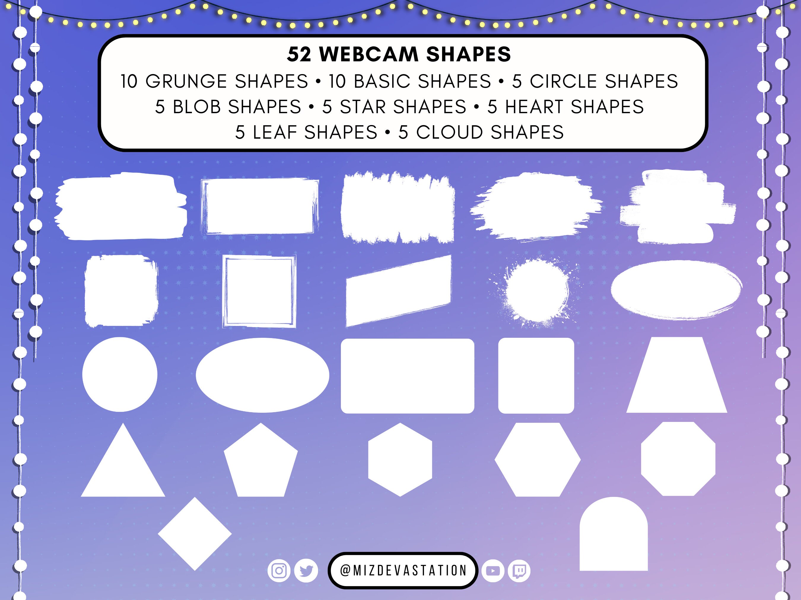 Variety Webcam Mask Bundle | 52 STYLES | Made for Streamers | OBS ...