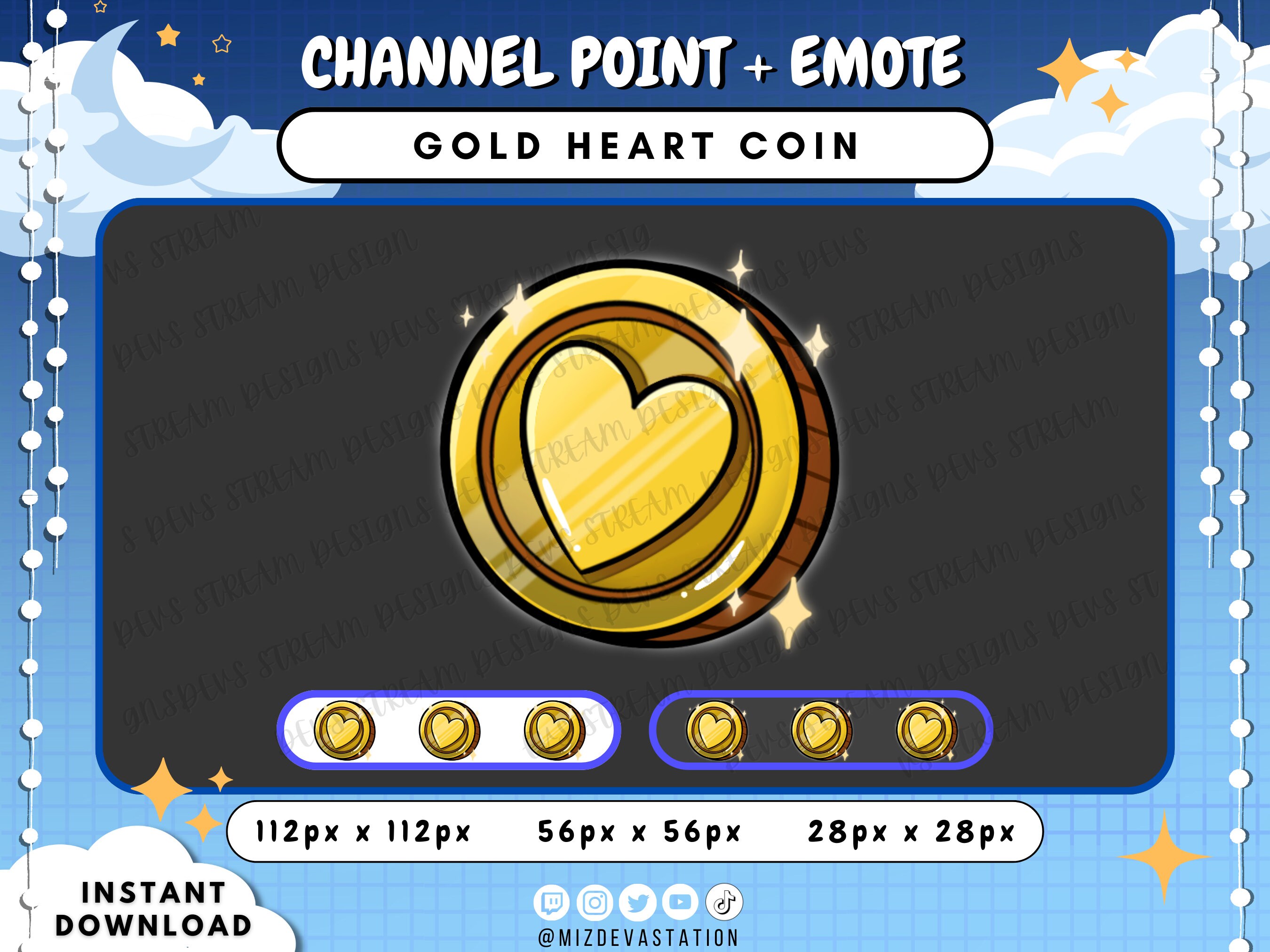 Gold Heart Coin Channel Point | Coin Emote | KICK | Twitch | Discord - Etsy