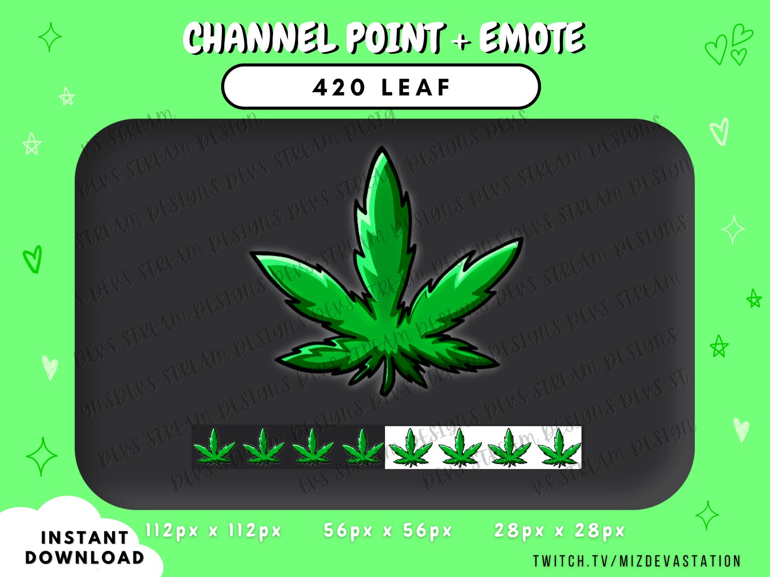 420 Cannabis Leaf Twitch Emote Marijuana Leaf Channel Point Twitch ...