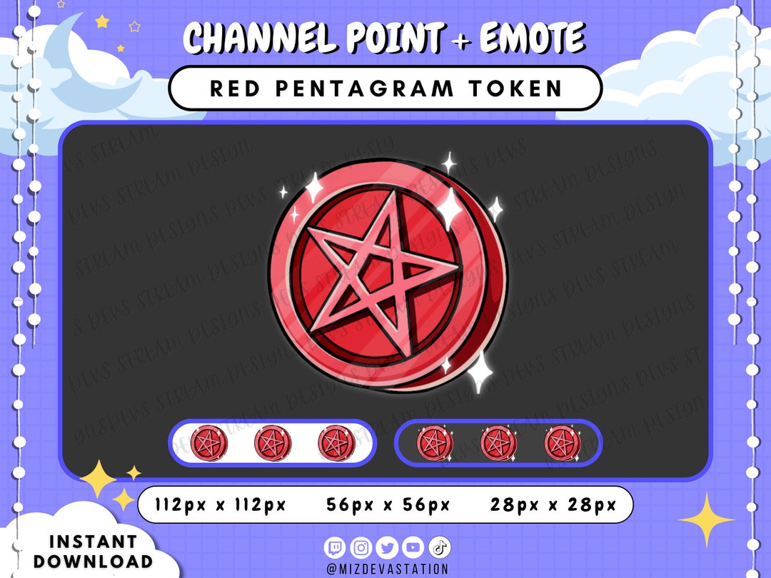 Red Pentagram Coin Channel Point Token Emote KICK Twitch Discord - Etsy