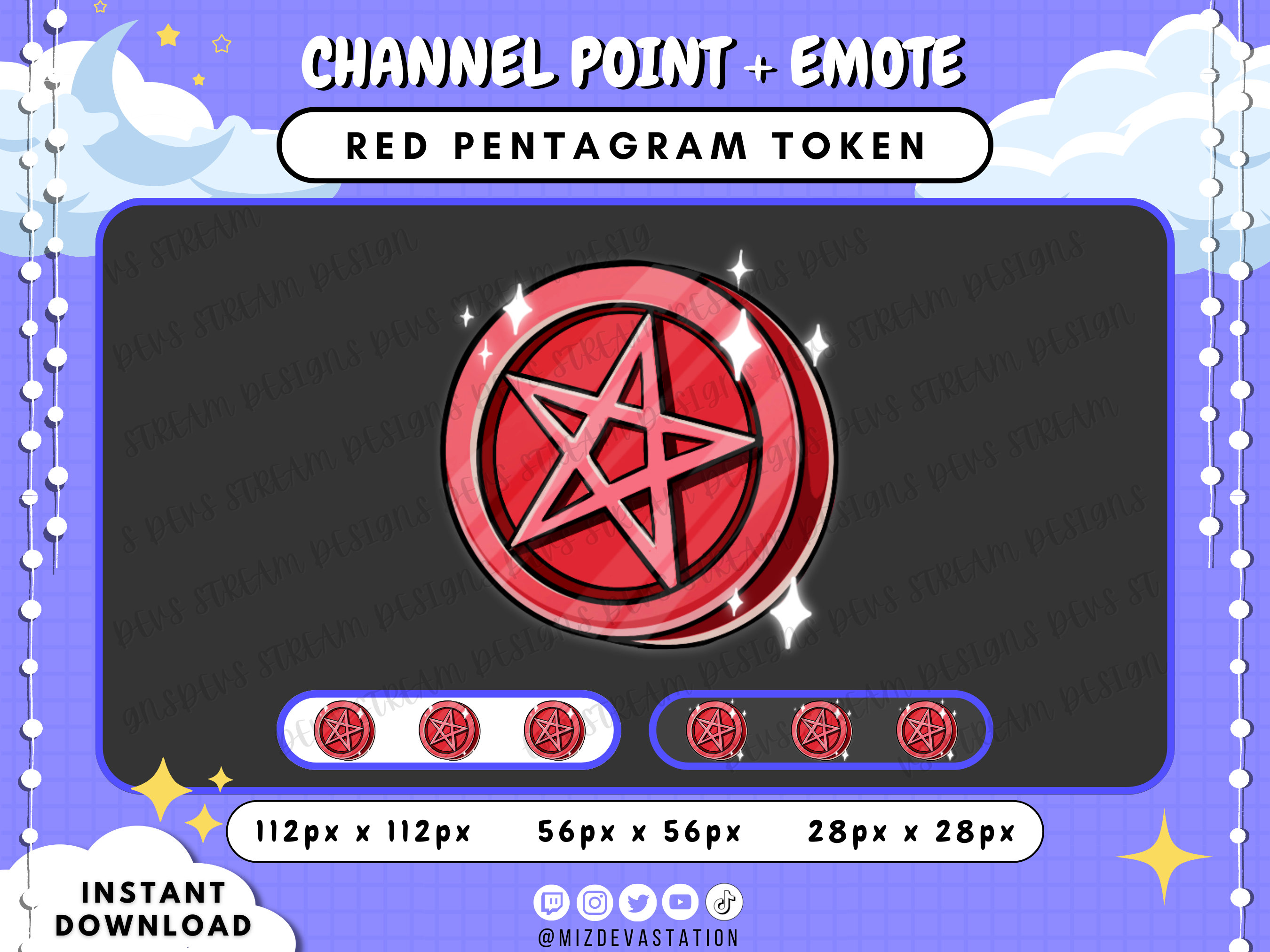 Red Pentagram Coin Channel Point Token Emote KICK Twitch Discord - Etsy