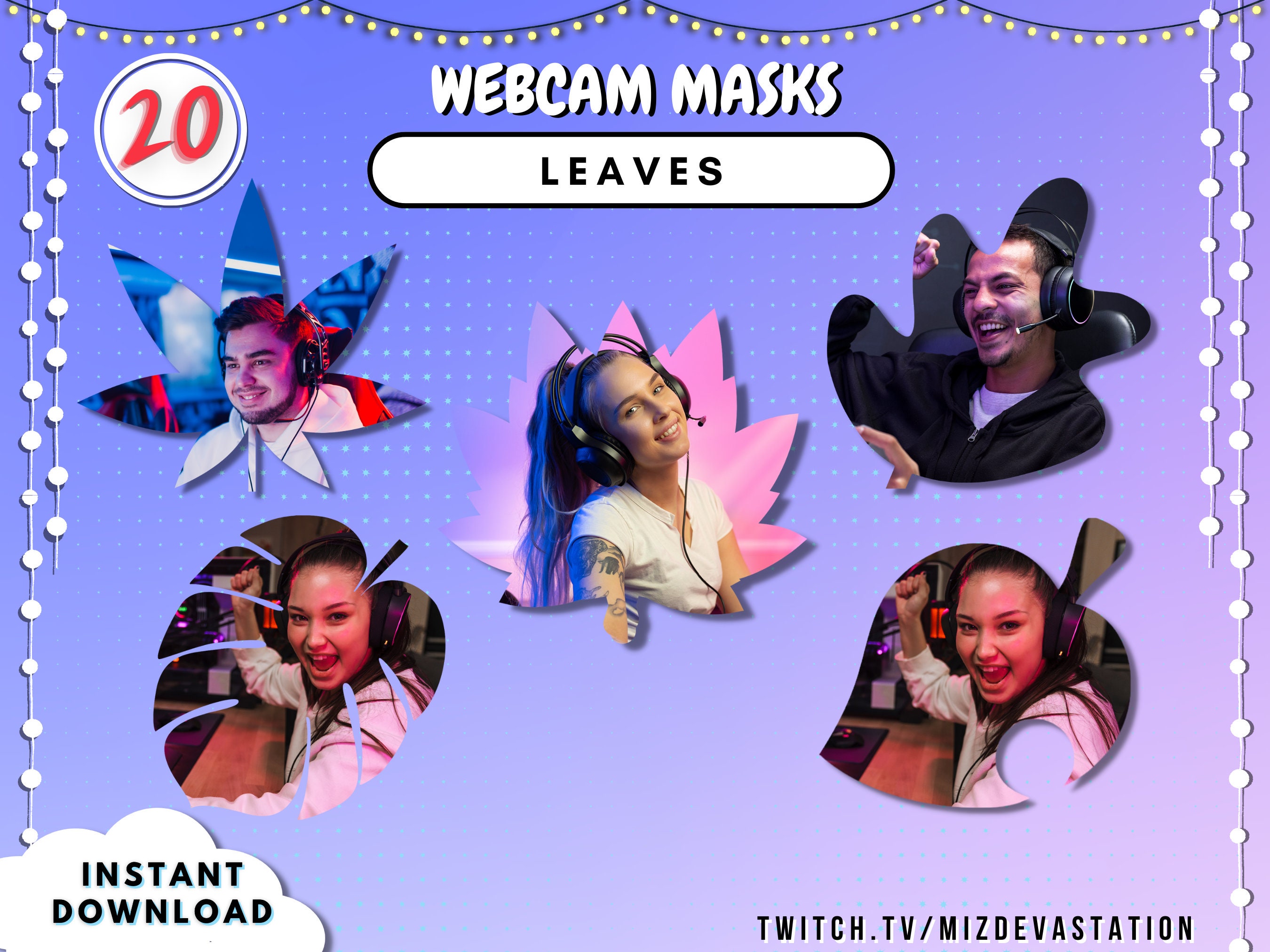 Leafy Shape Webcam Mask Bundle | 20 STYLES | Made for Streamers | OBS ...