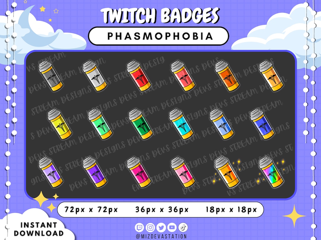 Phasmophobia Subscriber & Bit Badges Twitch KICK Sanity Pill Sub and ...