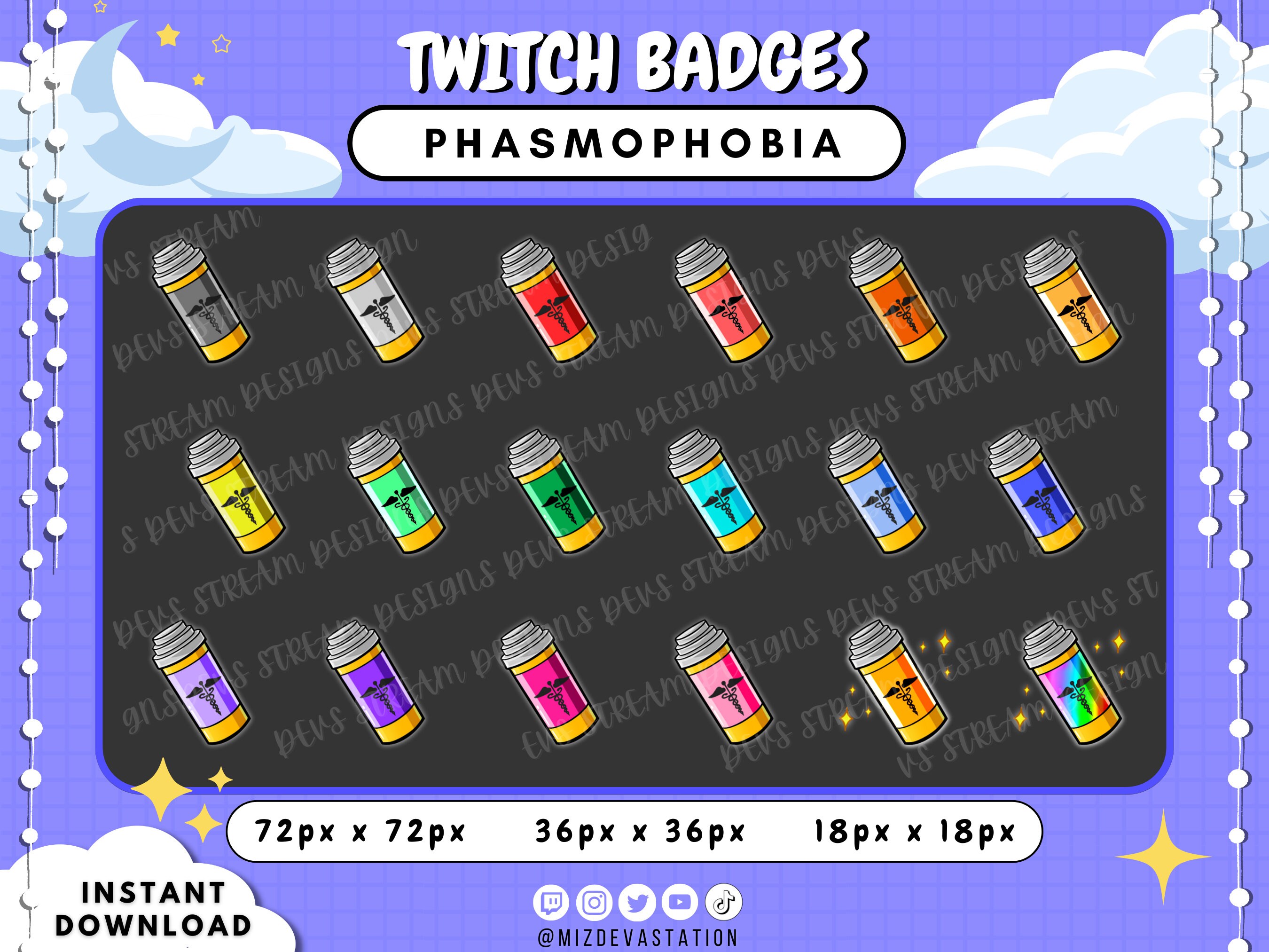 Phasmophobia Subscriber & Bit Badges Twitch KICK Sanity Pill Sub and ...