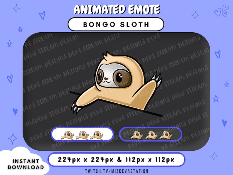 Animated Bongo Sloth Emote: Kawaii Twitch/discord Stream (GIF Download ...