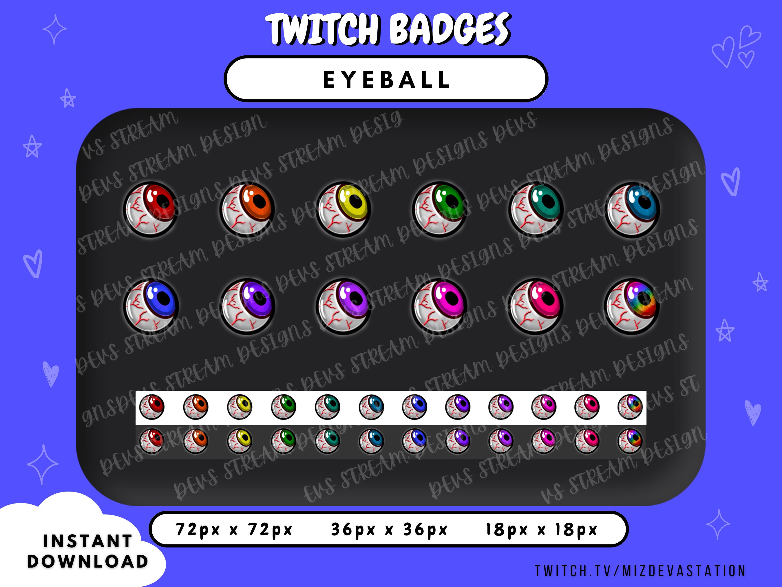 Spoopy Eyeball Badges | Twitch + KICK Sub and Cheer Badges | 12 STYLES ...