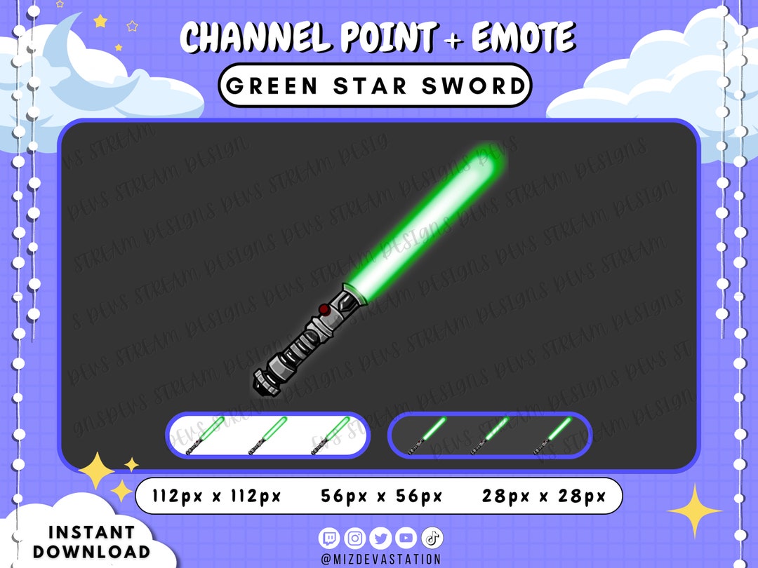 Star Sword Channel Point | Green Laser Sword Emote for Twitch | KICK ...