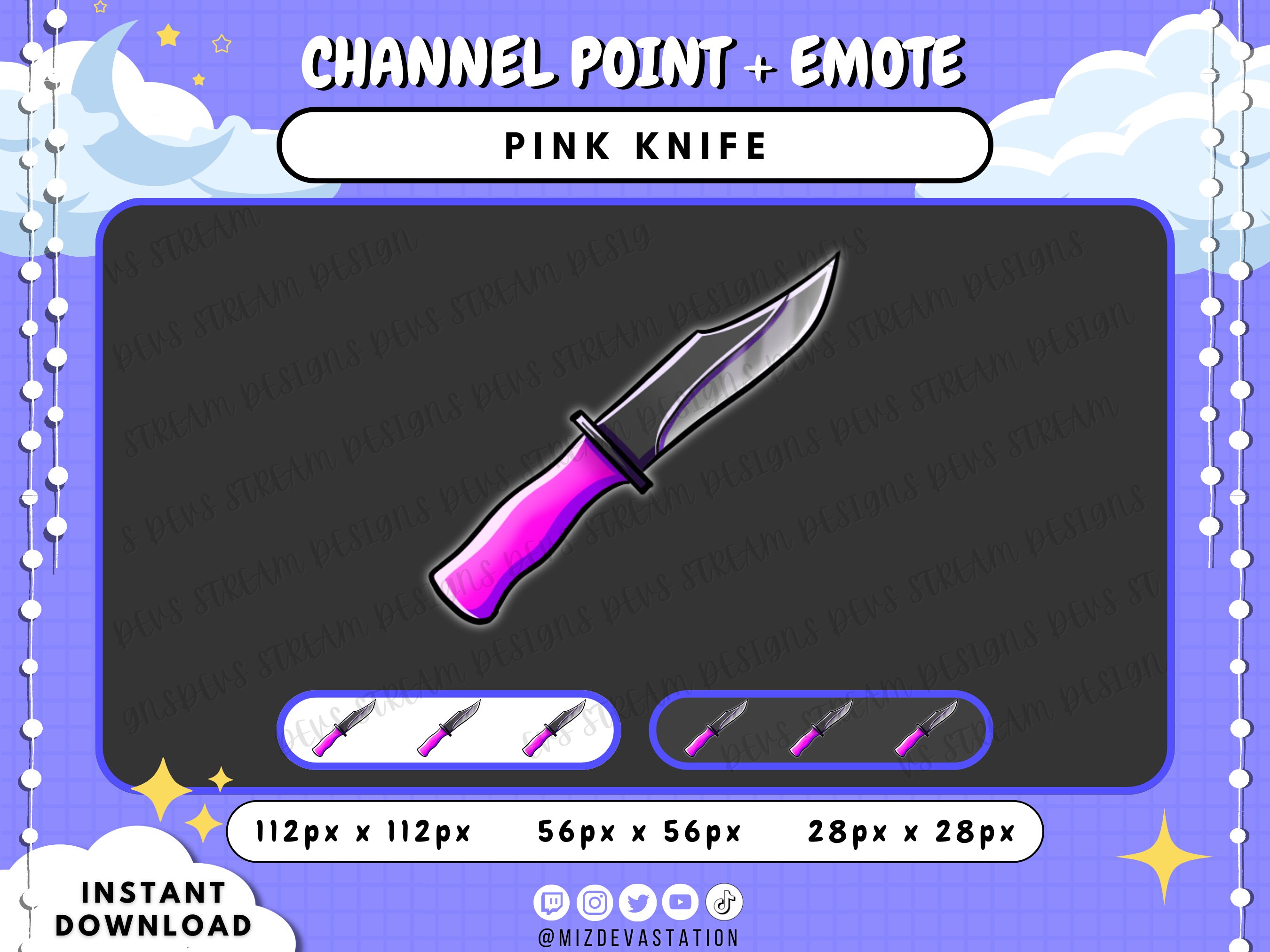 Pink Knife Channel Point | Blade Emote for Twitch | KICK | Youtube ...