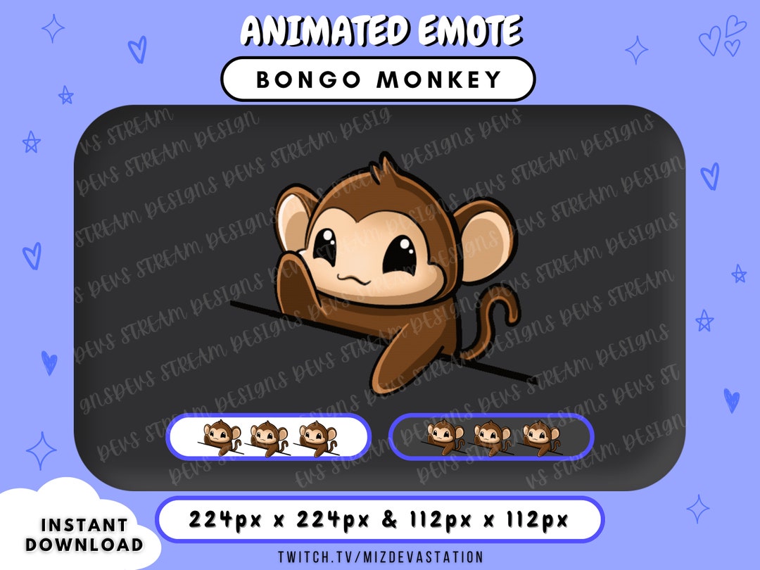 Monkey Animated Bongo Emote | Kawaii Monkey | Twitch + KICK + Discord ...