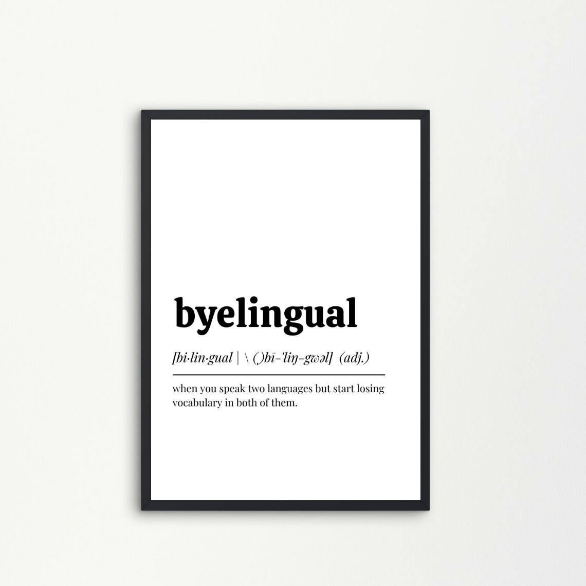 Bye-lingual Definition | Printable Wall Art - Etsy UK
