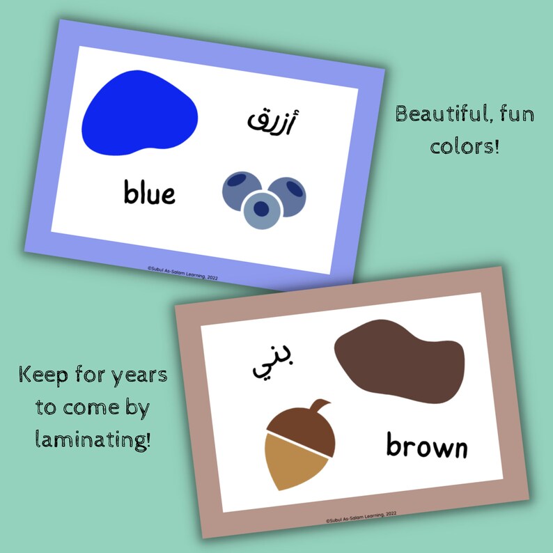 Arabic Color Learning Activity for Kids - Color Flashcards - Print and ...